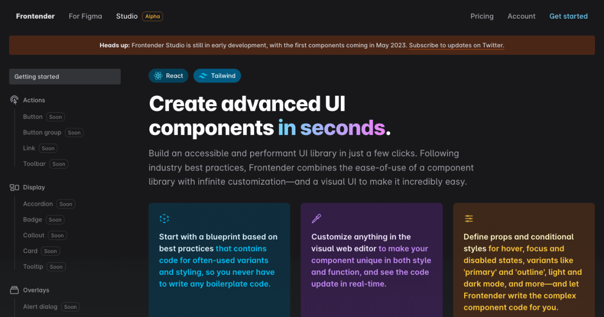 Frontender Studio | Create advanced UI components blazing fast